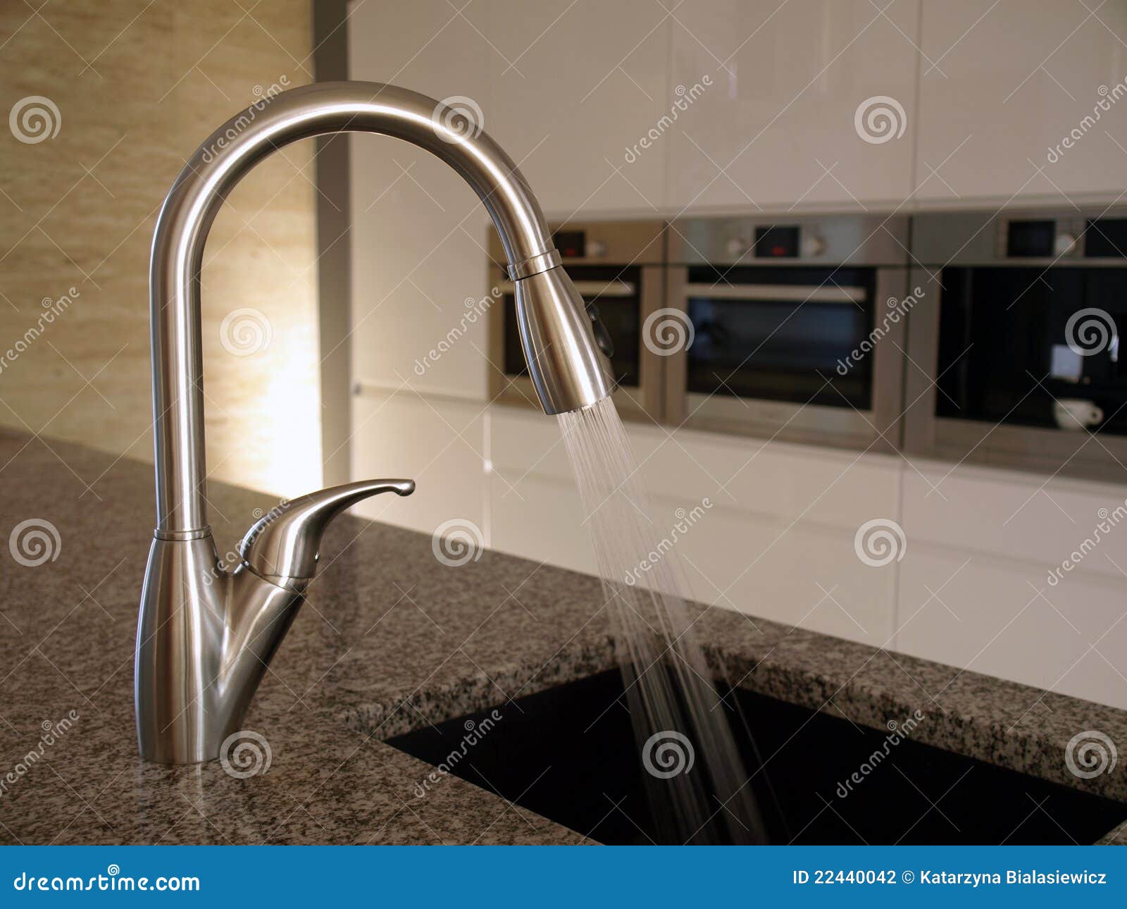 Modern kitchen tap stock photo. Image of chrome, built - 22440042