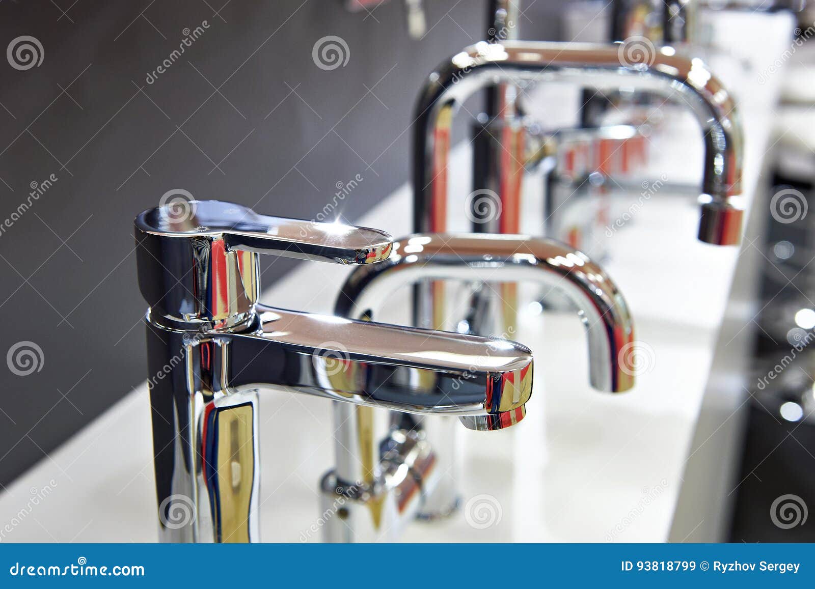 Modern Kitchen Water Tap Faucets Stock Image - Image of shiny ...