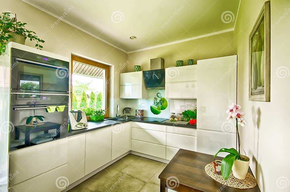 Modern Kitchen Wide Angle HDR Image Stock Image - Image of design ...