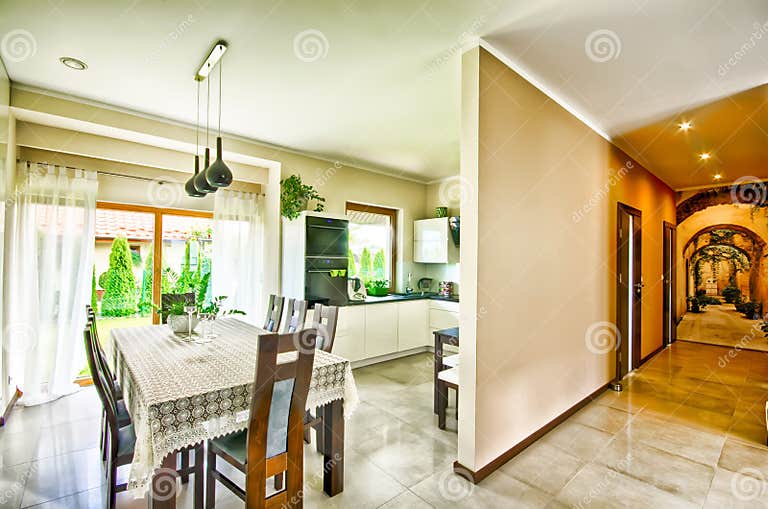 Modern Kitchen Wide Angle HDR Image Stock Image - Image of contemporary ...