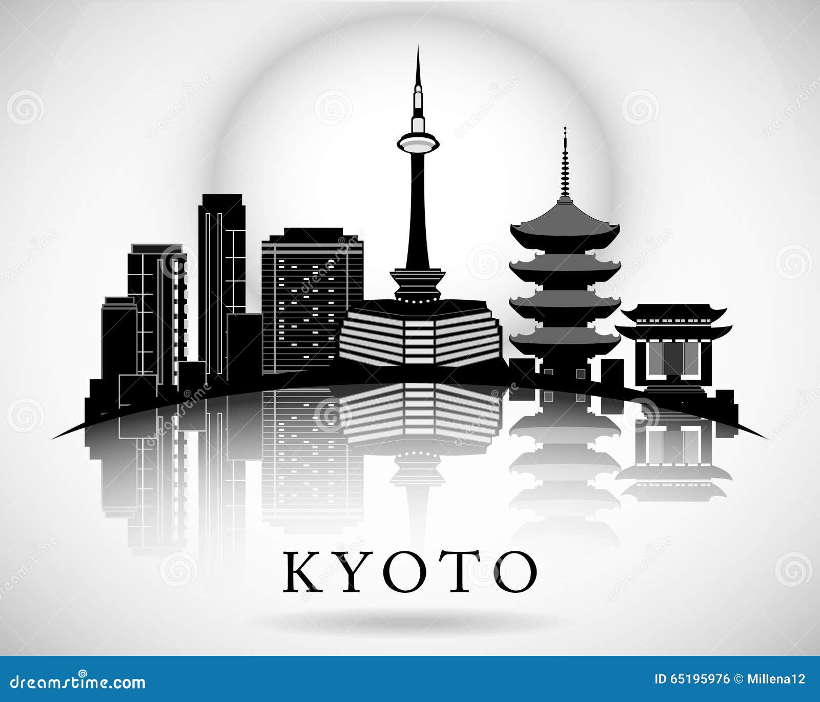 Kyoto City Skyline Golden Silhouette. Vector Illustration ...