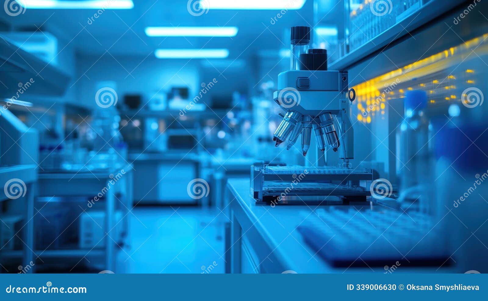 Modern Laboratory Interior with Advanced Microscope and Equipment Stock ...