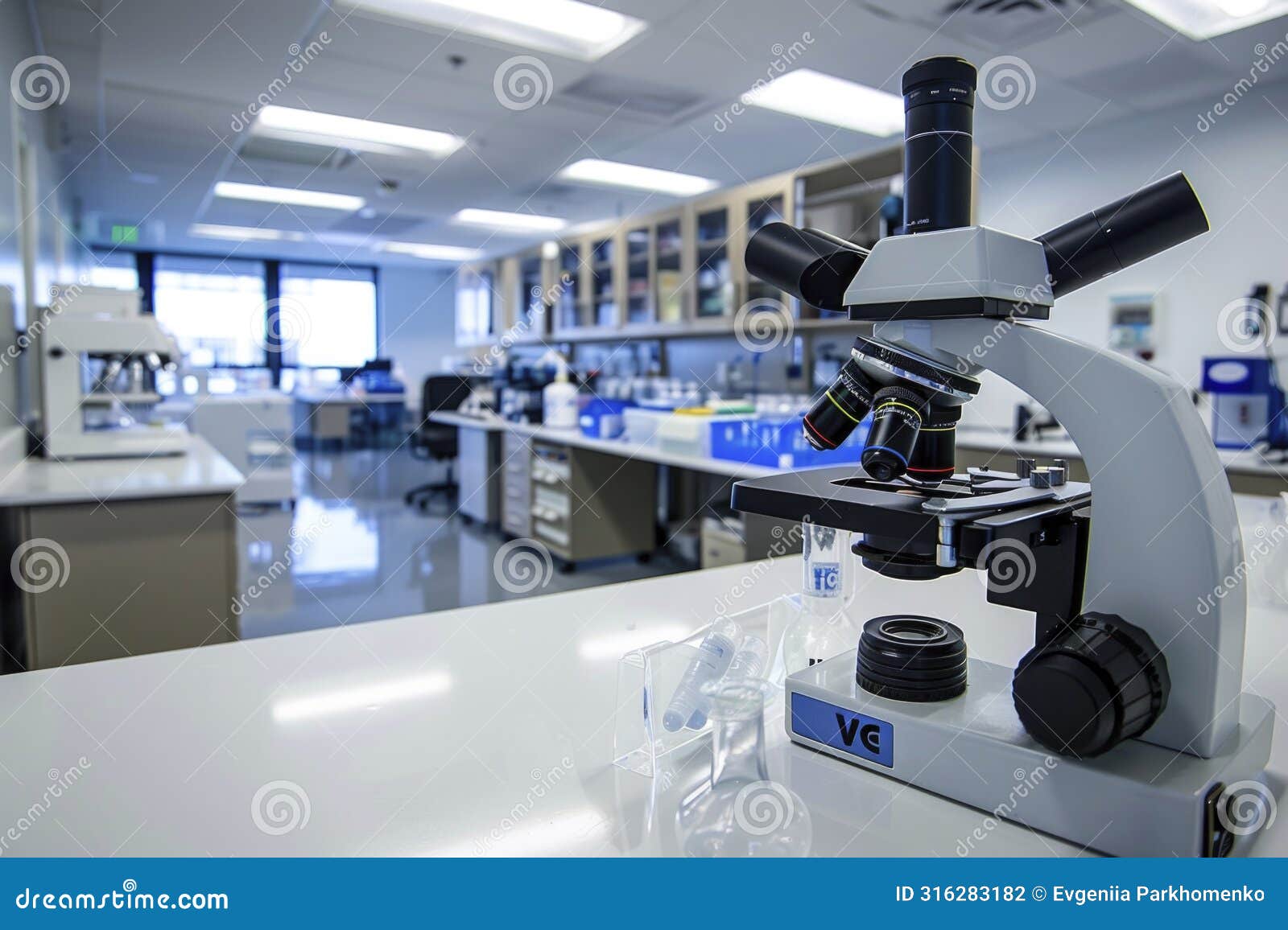 Modern Laboratory Interior with Microscope and Scientific Equipment ...