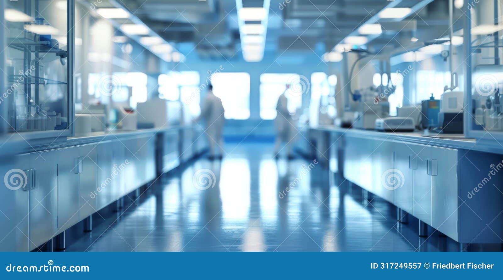 Modern Laboratory Interior with Scientists Working in a Bright ...