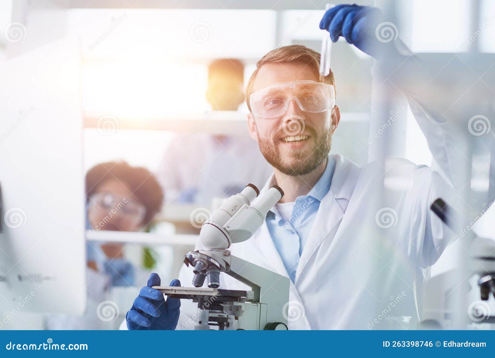 In a Modern Laboratory Research Scientist Conducts Experiments Stock ...