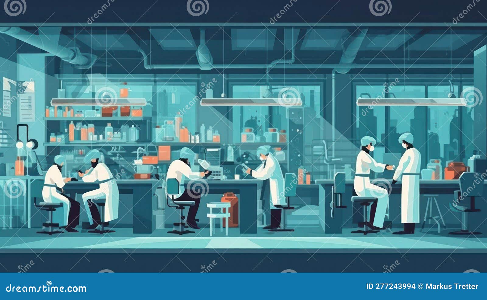 A Team of Scientists in a Laboratory Conducting Experiments Created ...
