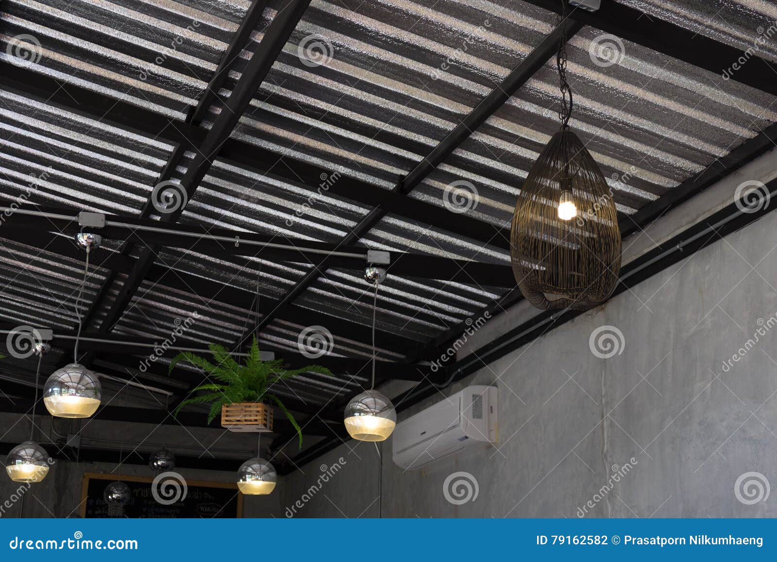 Modern Lamp Hanging on Ceiling Stock Photo - Image of bulb, beautiful ...