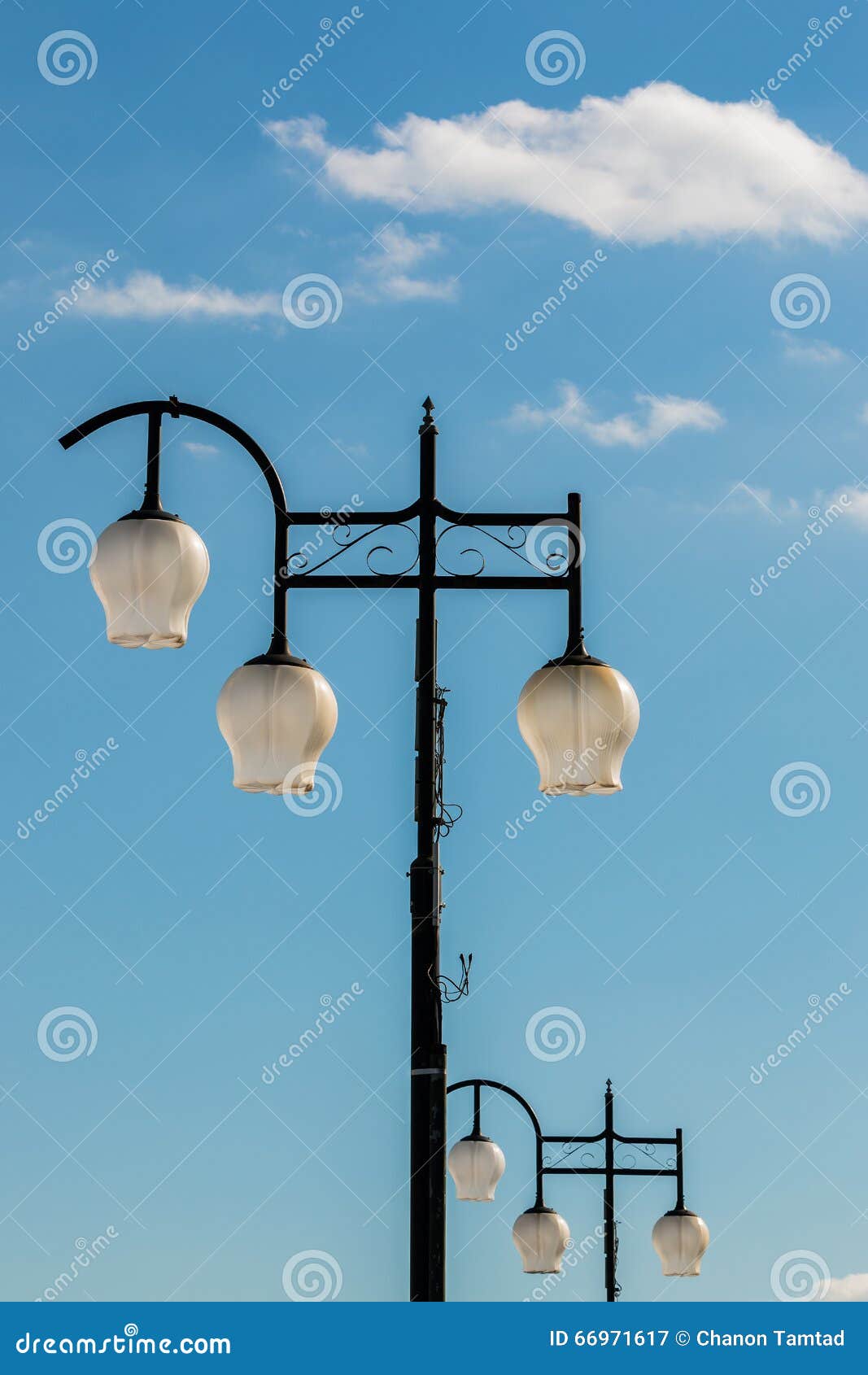 Modern Lamp Post in the Sky. Stock Image - Image of halogen, light ...