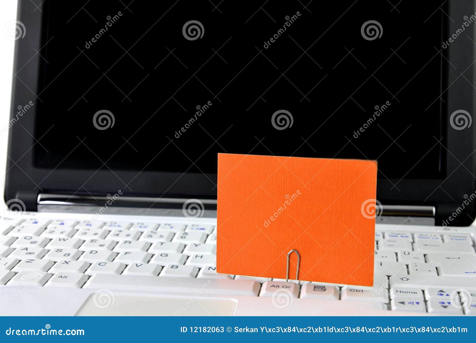 Modern Laptop with Blank Card on it Stock Image - Image of commercial ...