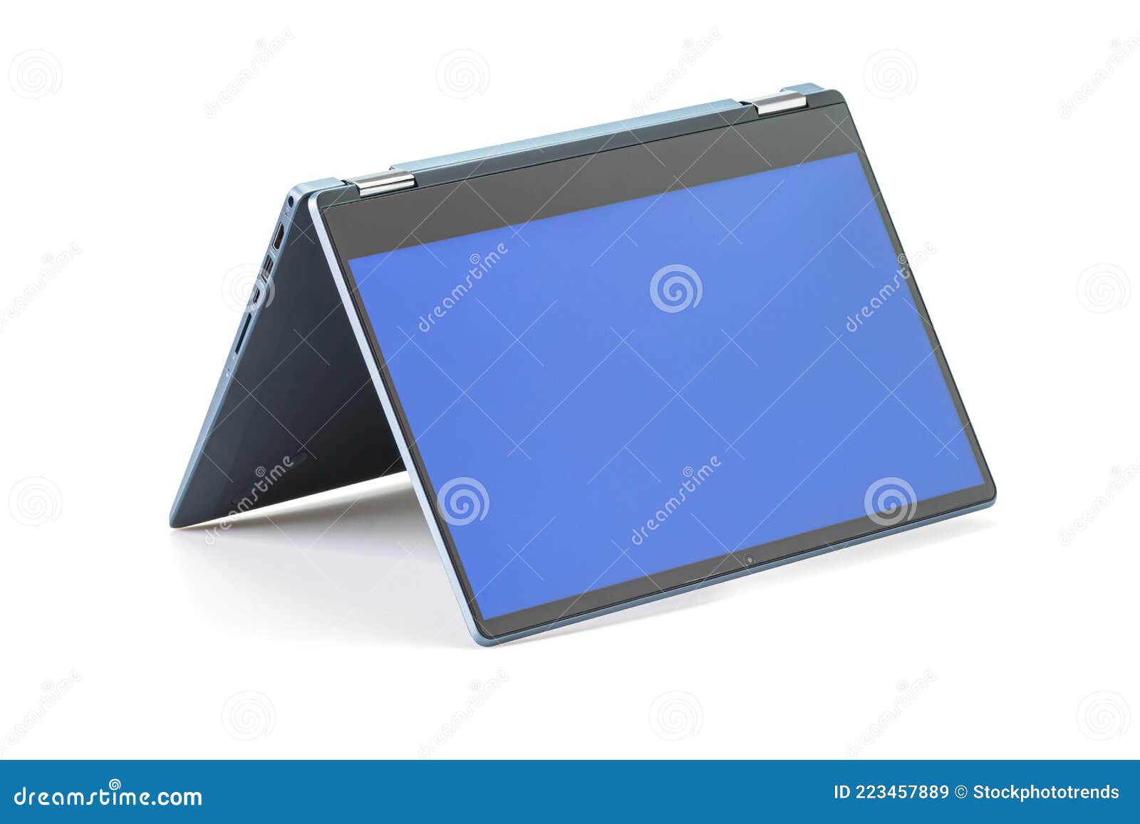 Modern Laptop With Blue Screen Isolated On White Background Royalty ...