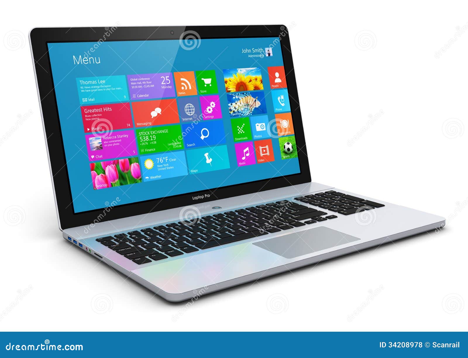 Modern laptop stock illustration. Illustration of multimedia - 34208978