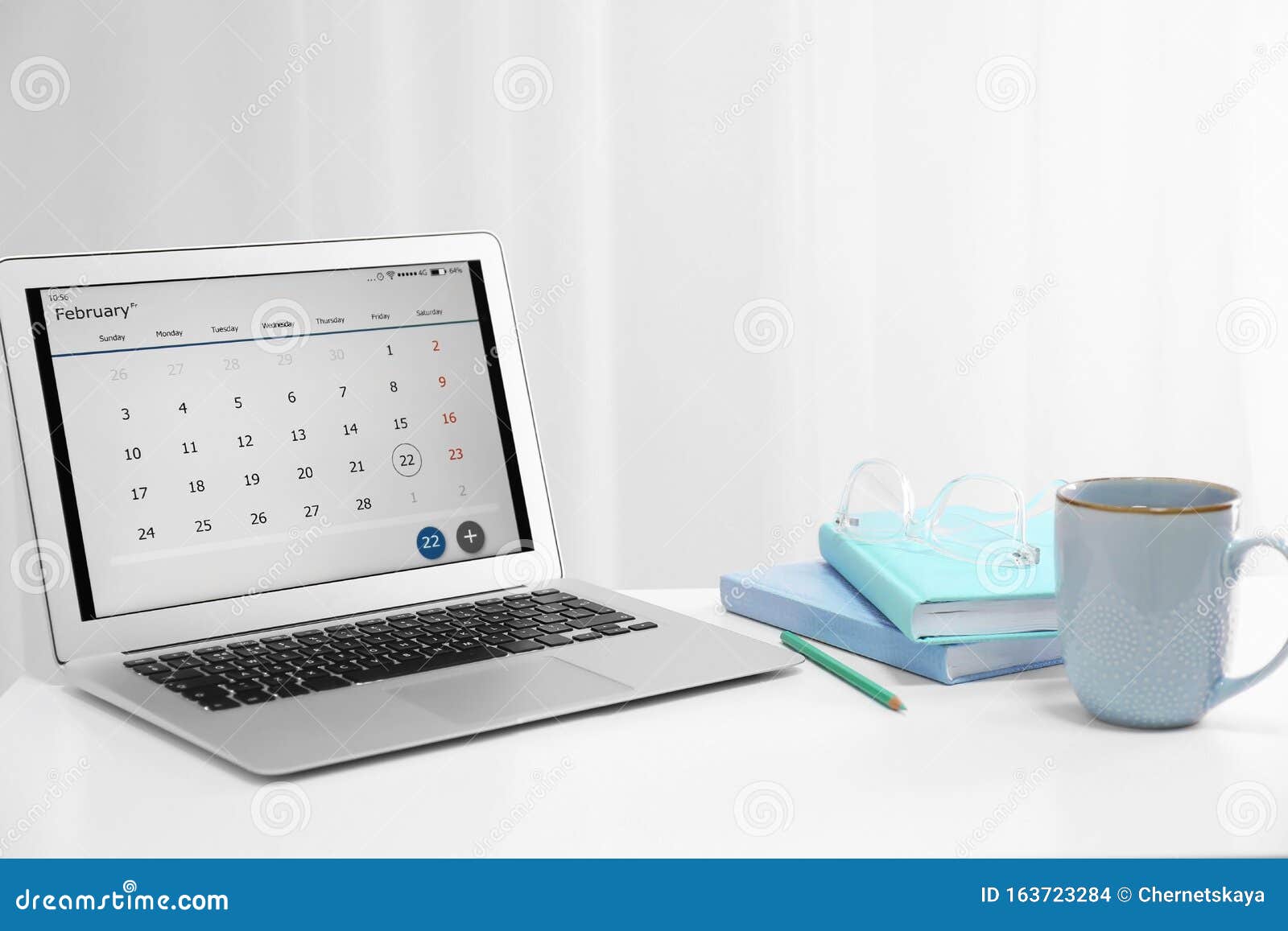 Modern Laptop with Calendar on Screen Stock Photo - Image of digital ...
