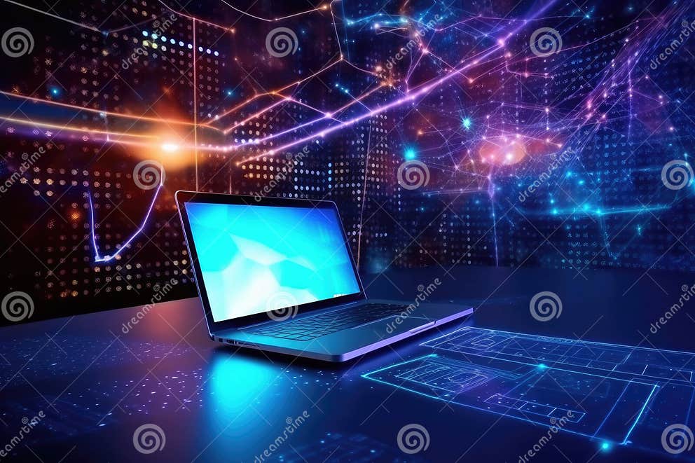 Modern Laptop Caught in the Swirling Vortex of Data Nanotechnology and ...