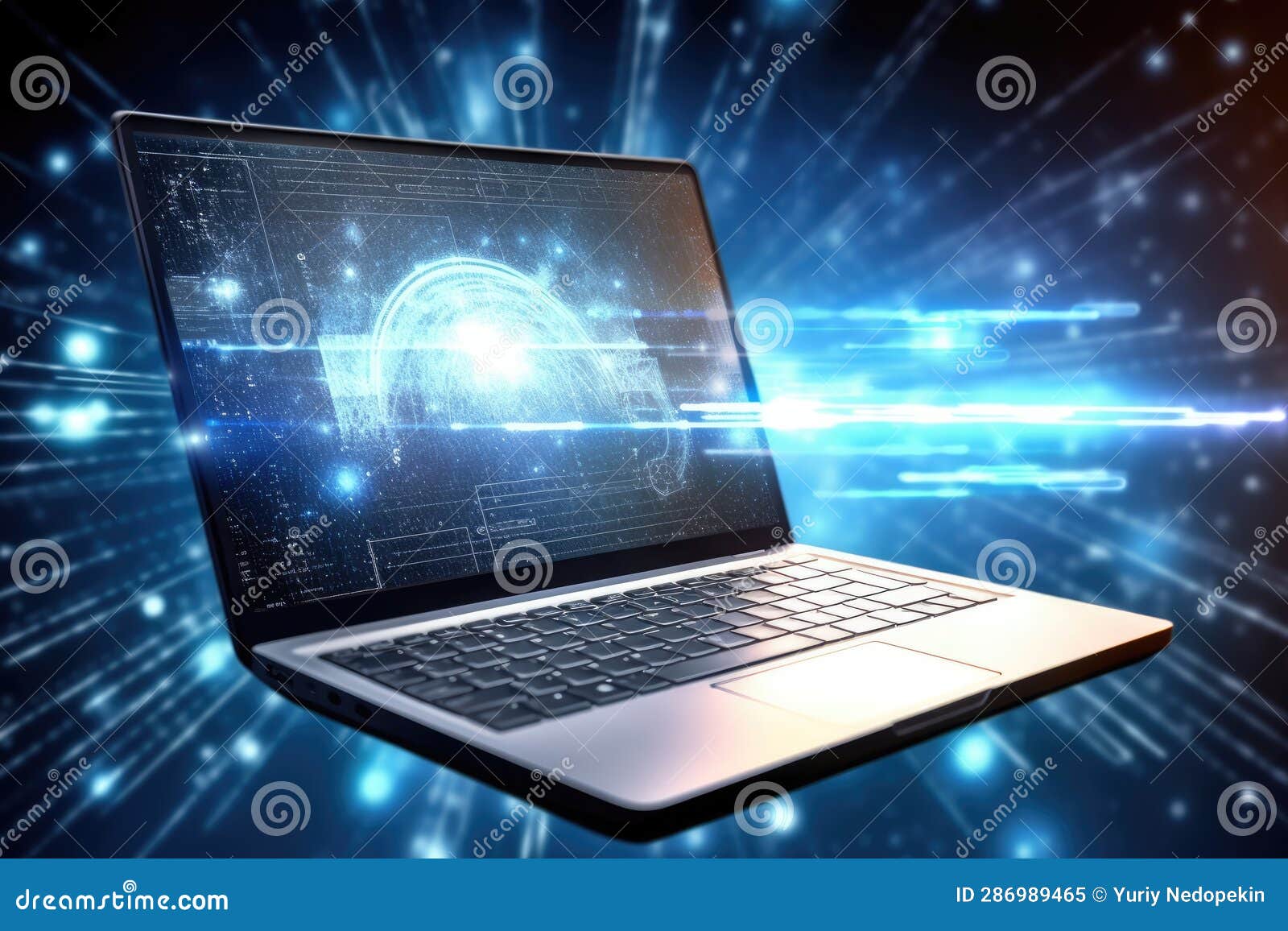 Modern Laptop Caught in the Swirling Vortex of Data Nanotechnology and ...