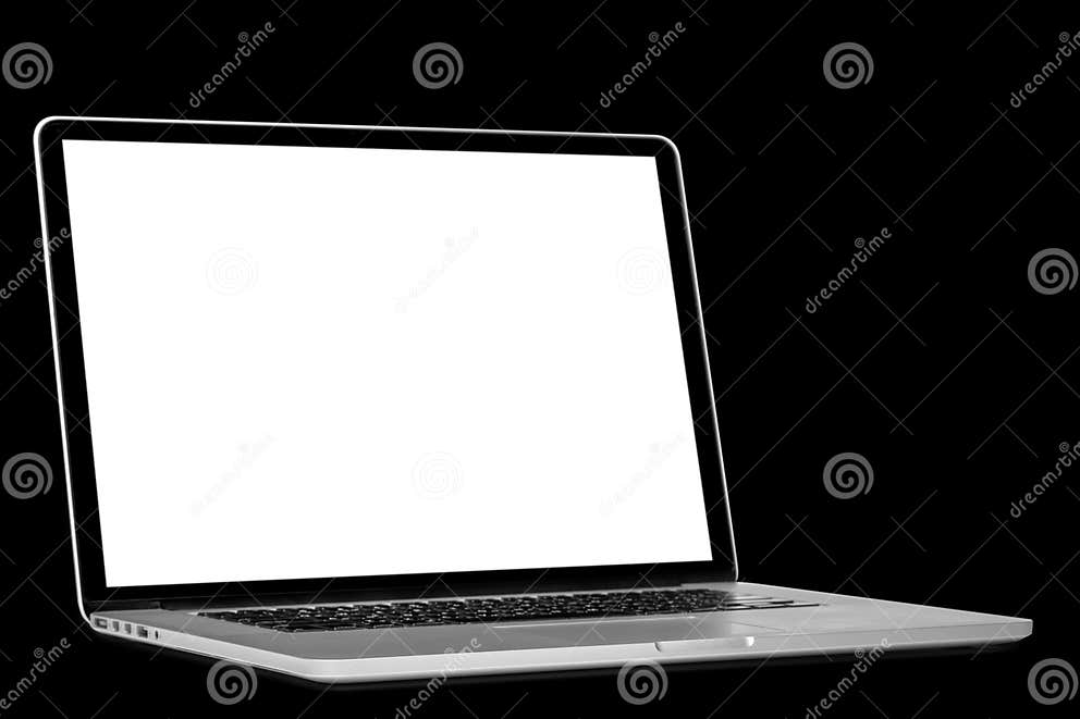 A Modern Laptop Computer on Black Background Stock Image - Image of ...