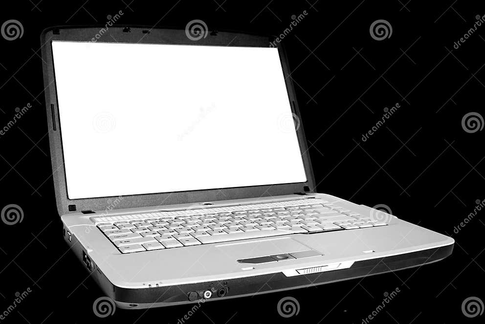 A Modern Laptop Computer on Black Background Stock Image - Image of ...