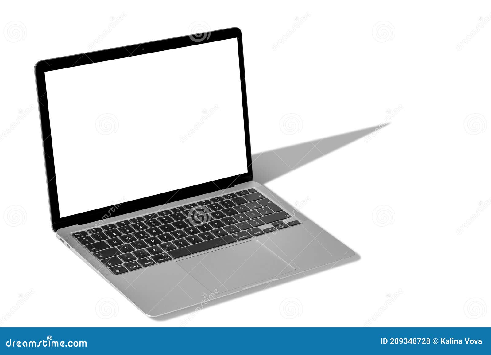A Modern Laptop Computer with Hard Shadow Stock Photo - Image of ...