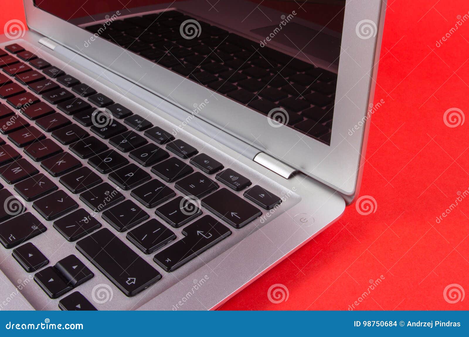 Modern Laptop Computer on Red Background . Stock Photo - Image of ipad ...