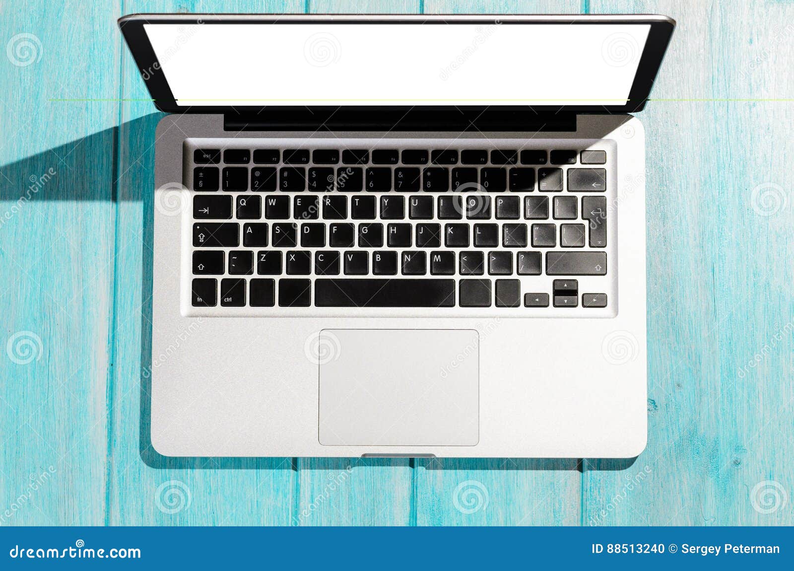 Modern Laptop Computer, Top View Stock Photo - Image of gadget ...