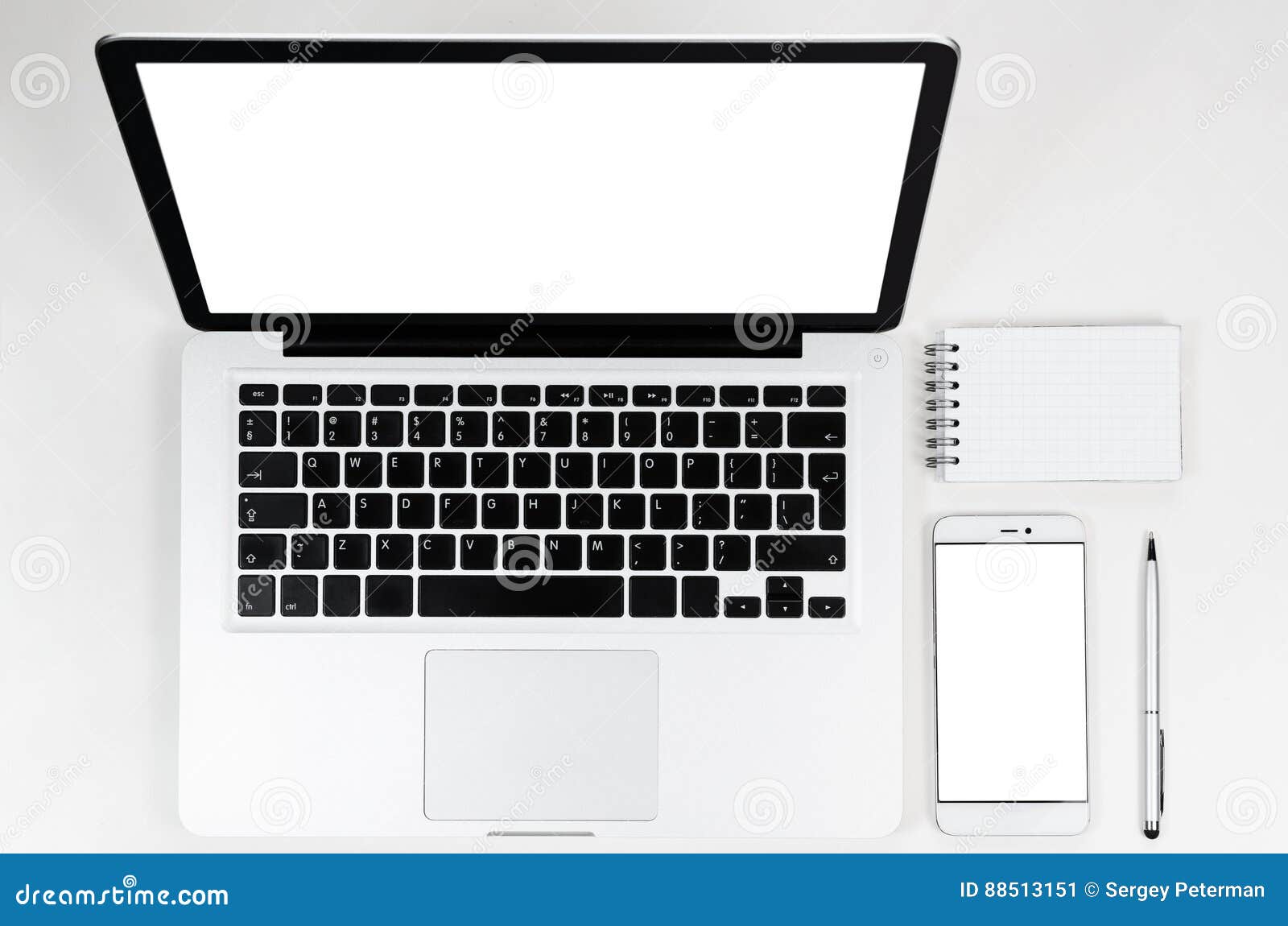 Modern Laptop Computer, Top View Stock Image - Image of silver ...