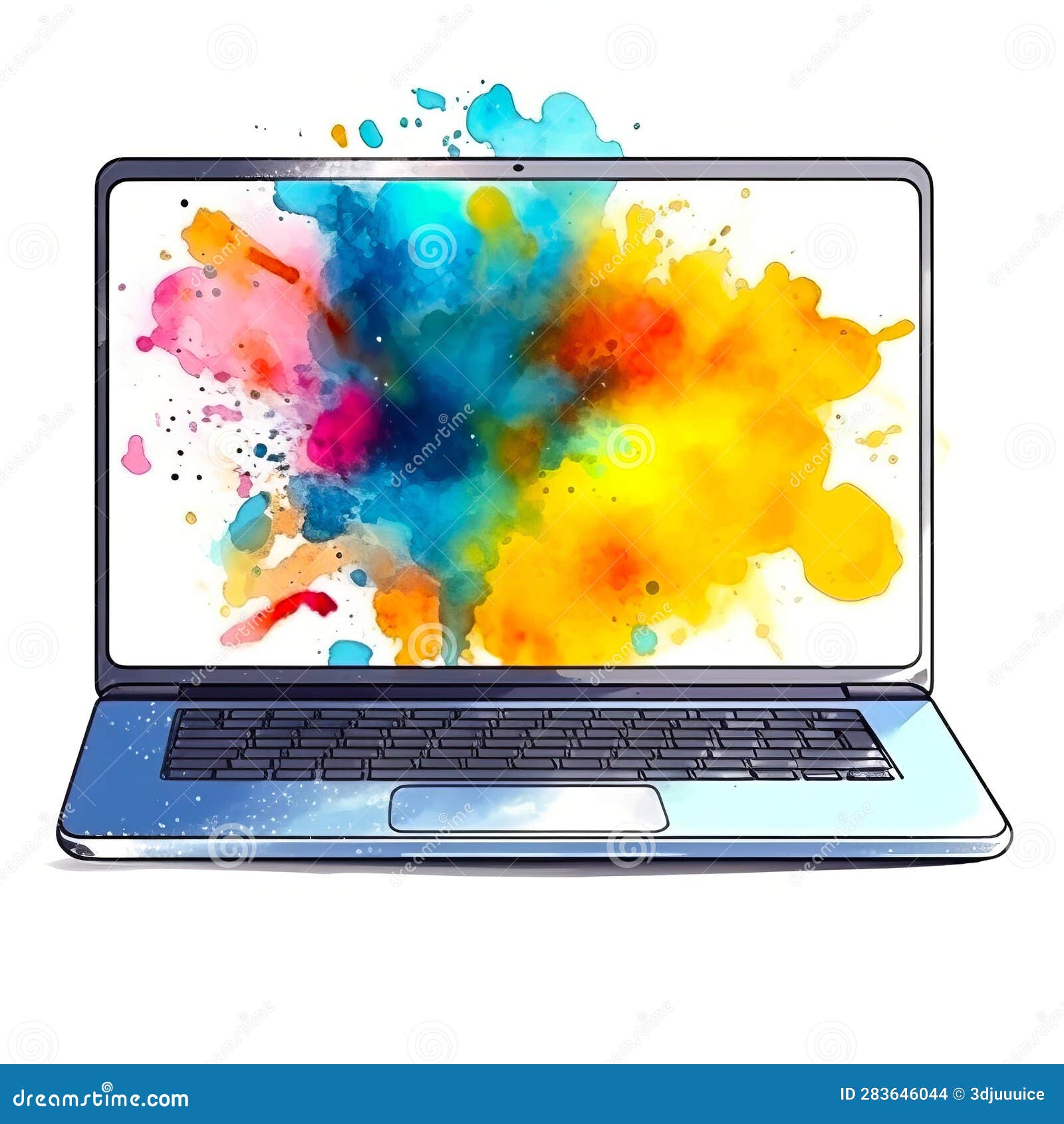 Modern Laptop Computing Device Square Illustration. Stock Illustration ...