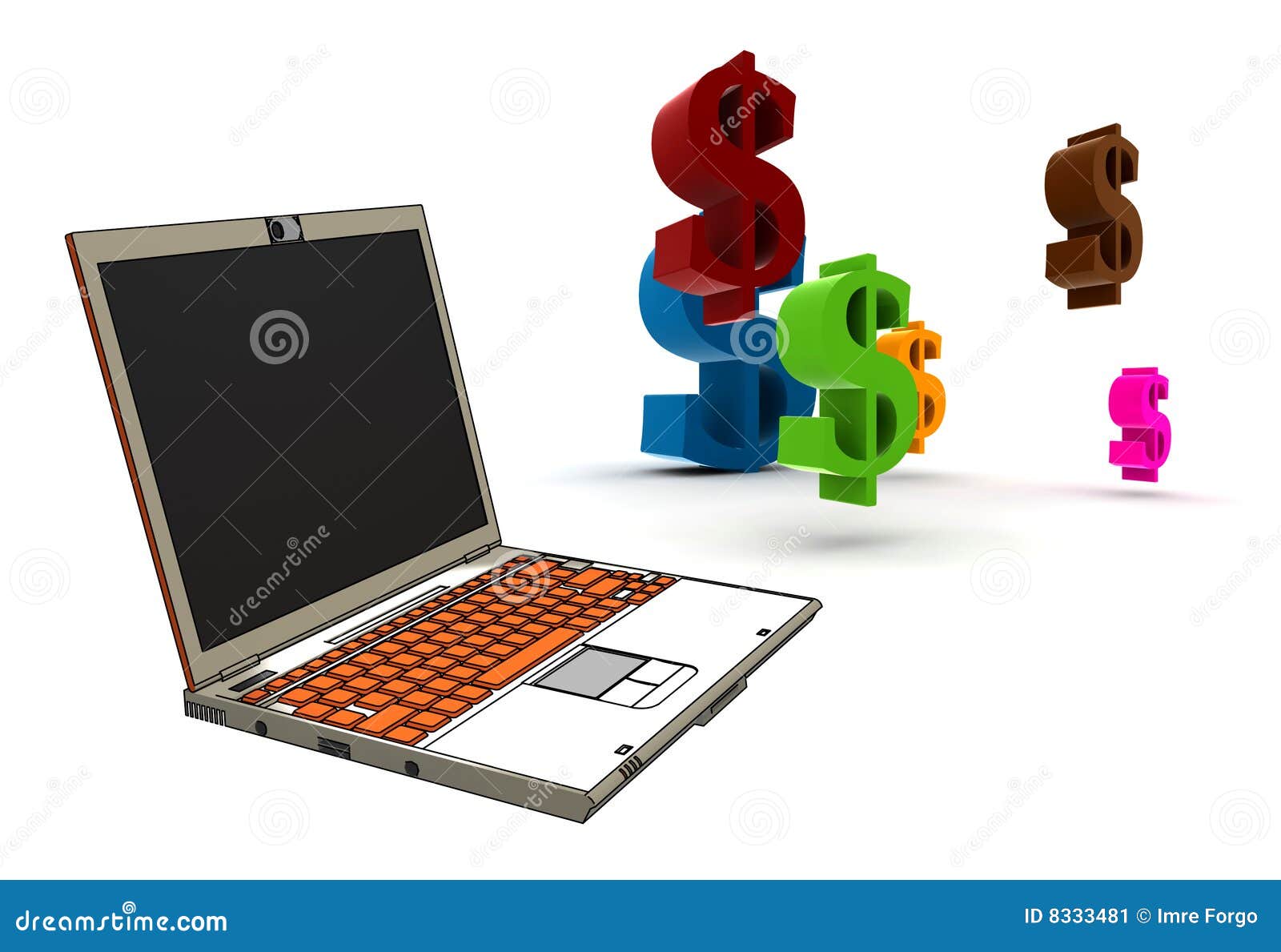 Modern Laptop With Dollar Symbols Picture. Image: 8333481