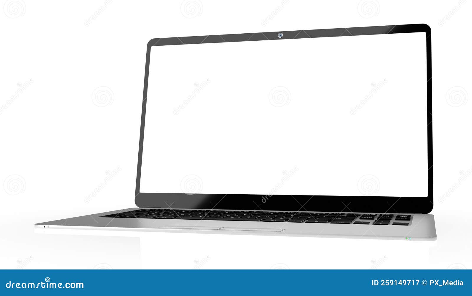 Modern Laptop with Empty Screen on White Background - 3D Illustration ...