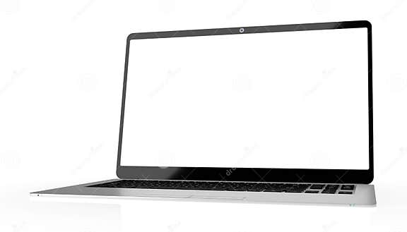 Modern Laptop with Empty Screen on White Background - 3D Illustration ...