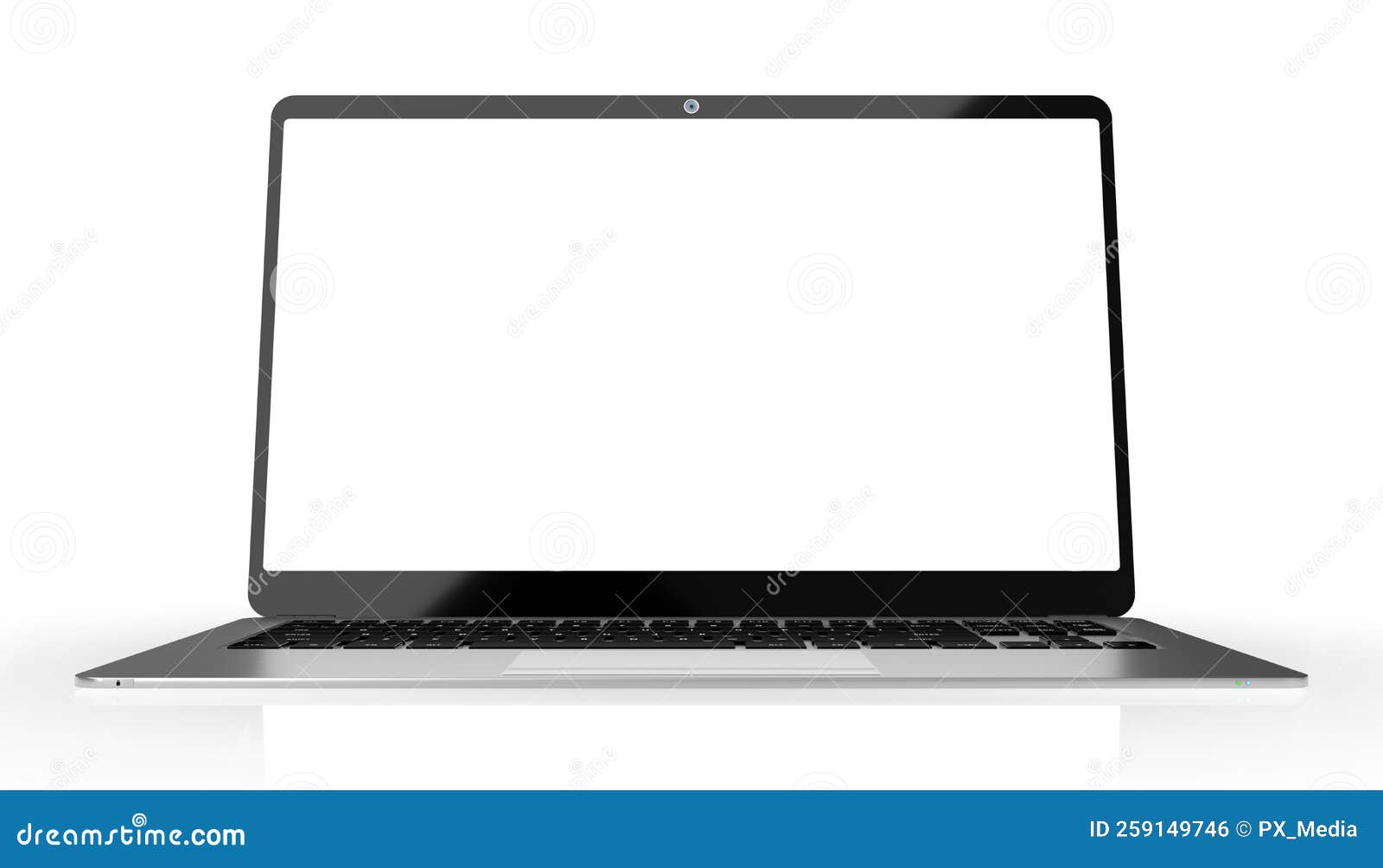 Modern Laptop with Empty Screen on White Background - 3D Illustration ...