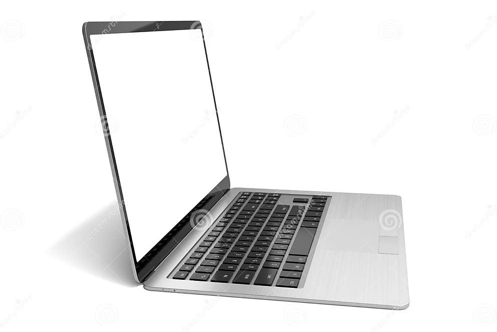 Modern Laptop with Empty Screen on White Background - 3D Illustration ...
