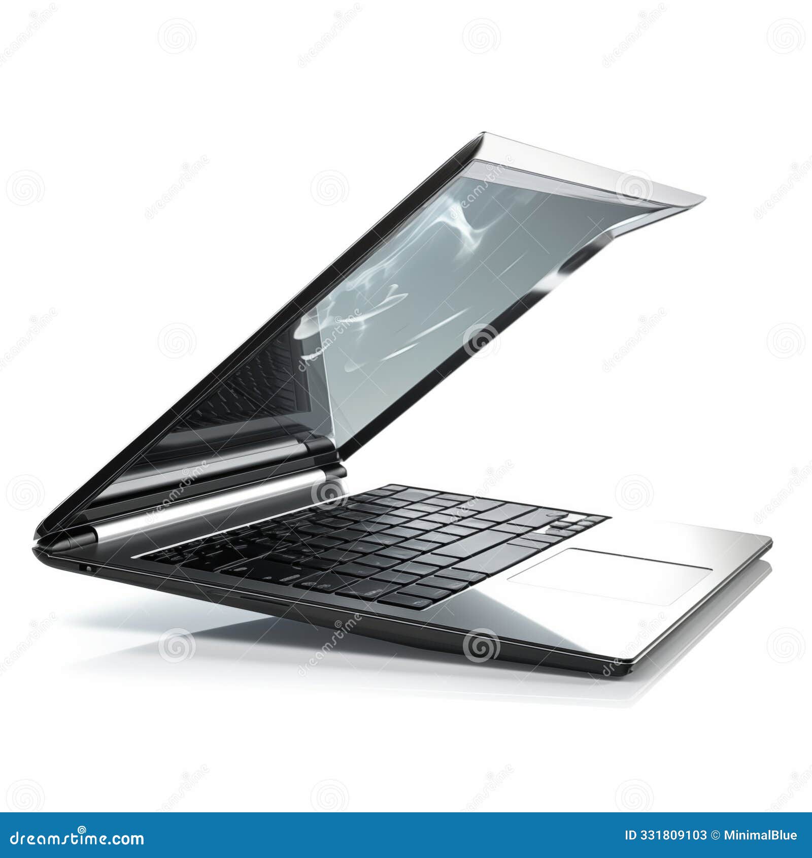 Modern Laptop with Floating Screen on White Background Stock ...