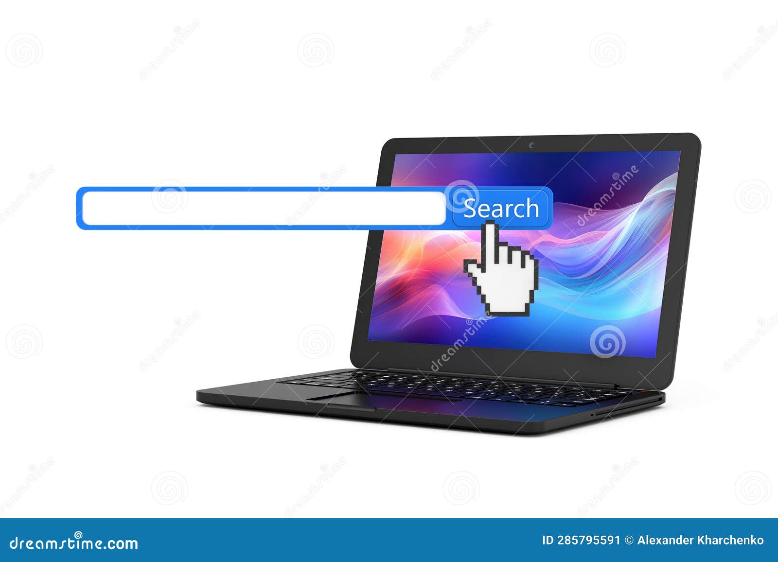Modern Laptop with Internet Search Bar Engine Browser Window. 3d ...