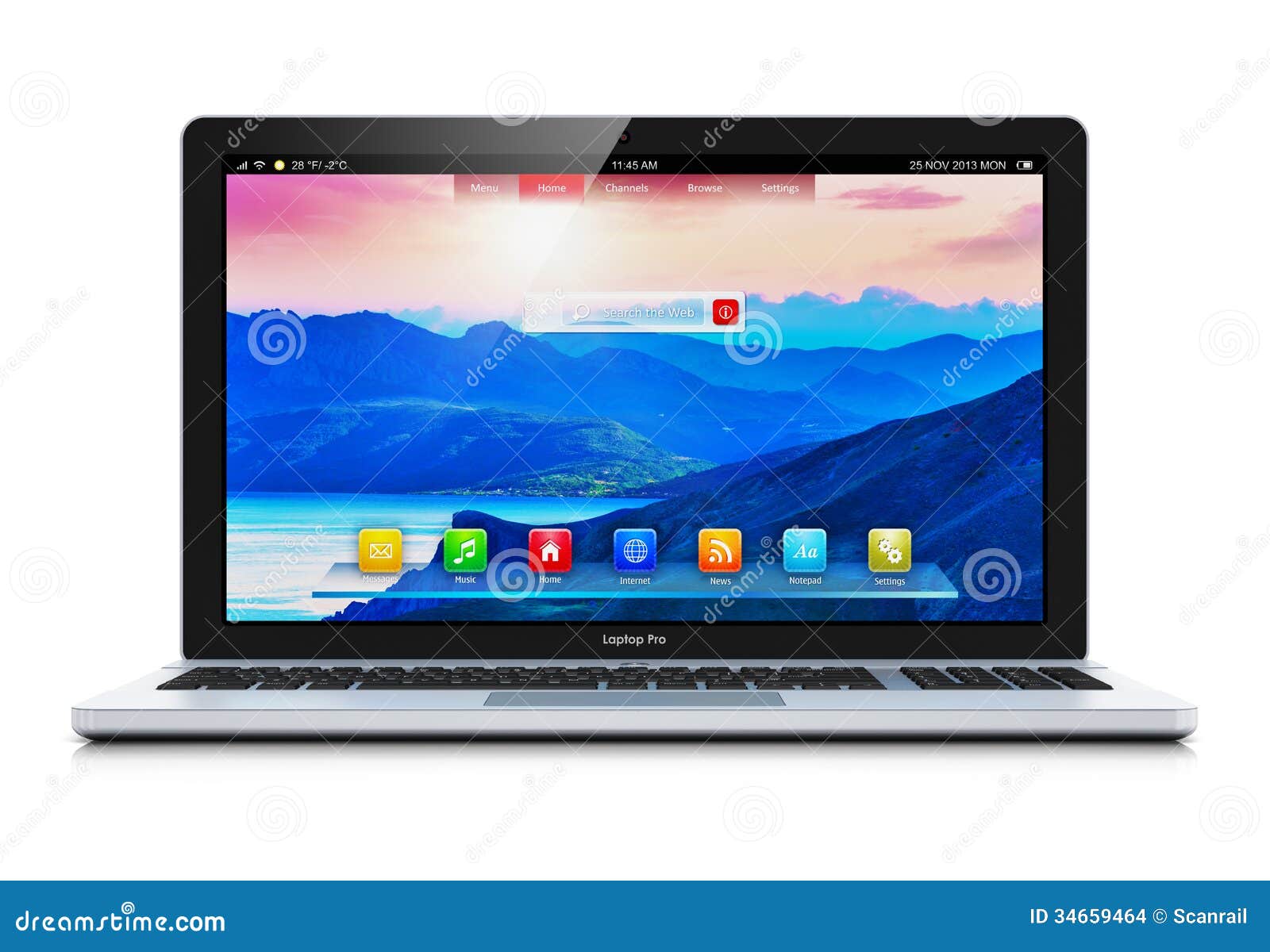 Modern laptop stock illustration. Illustration of metal - 34659464