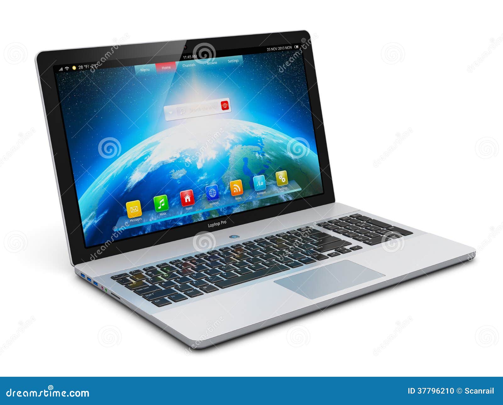 Modern laptop stock illustration. Illustration of aluminum - 37796210