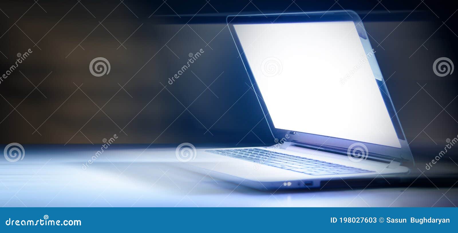 Modern Laptop with Open Display Stock Image - Image of page, table ...