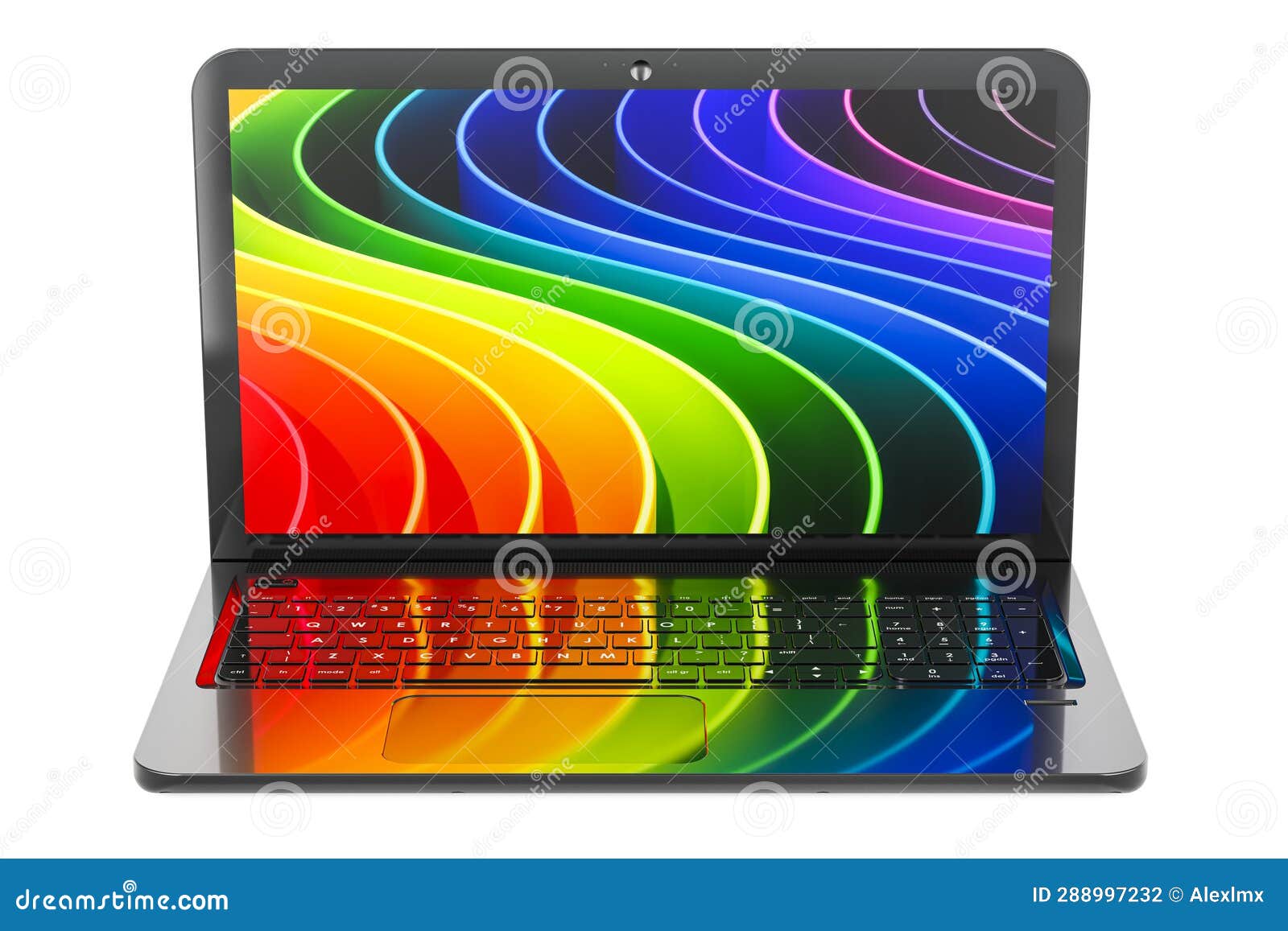 Modern Laptop with Opened Display, Front View. 3D Rendering Stock ...