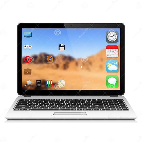 Modern Laptop with User Interface Stock Vector - Illustration of ...