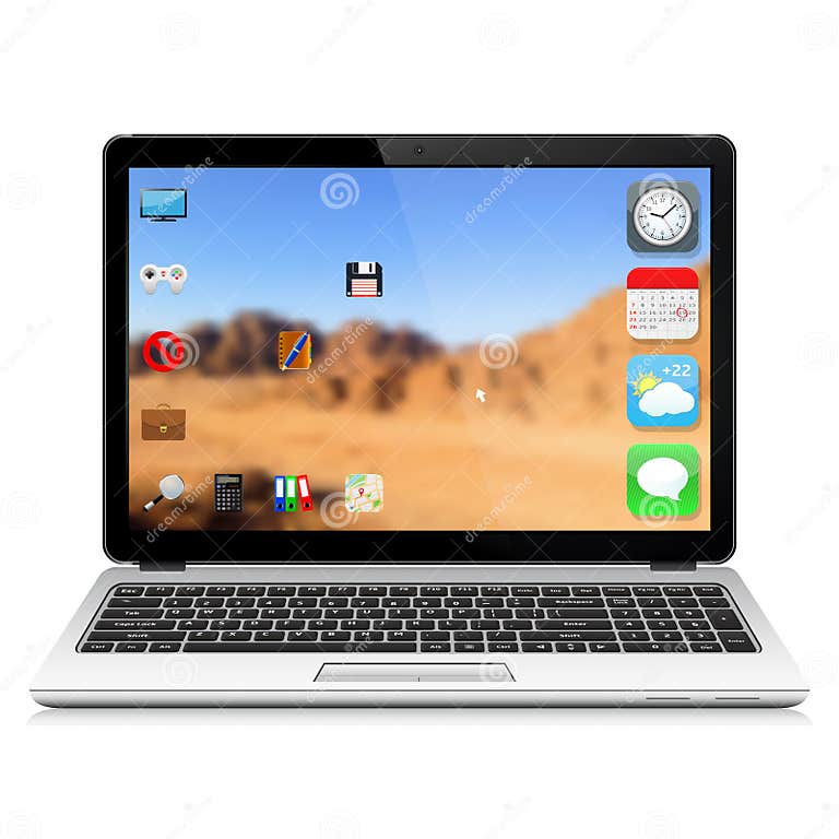 Modern Laptop with User Interface Stock Vector - Illustration of ...
