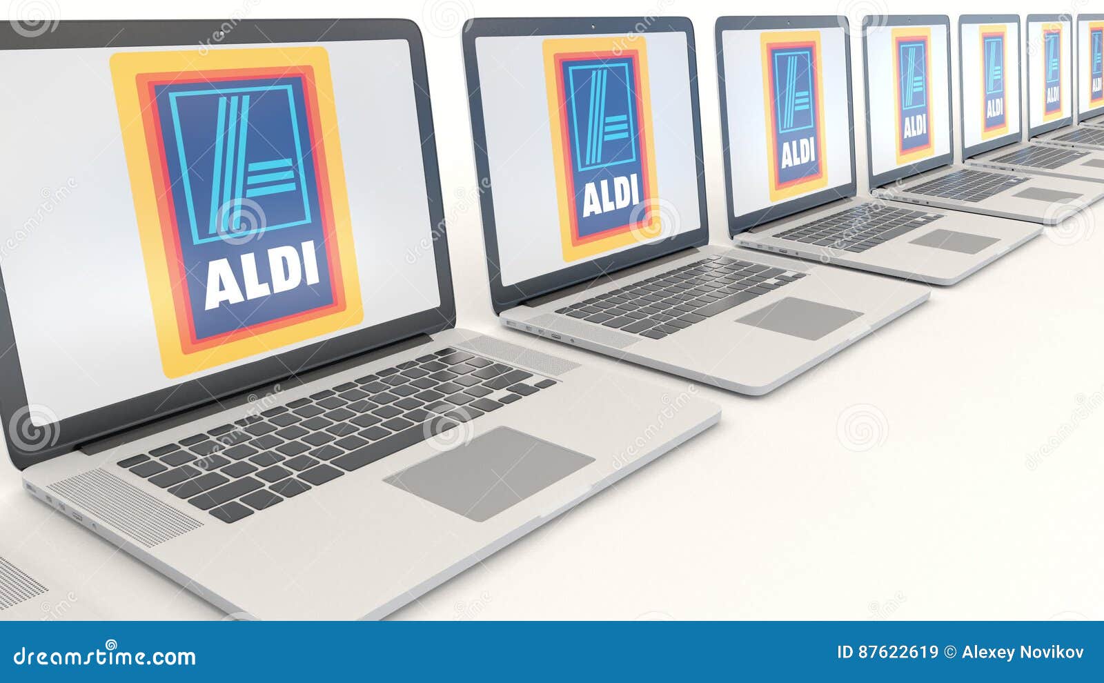 Aldi Logo On The Screen In A Meeting Room. Editorial 3D Rendering ...