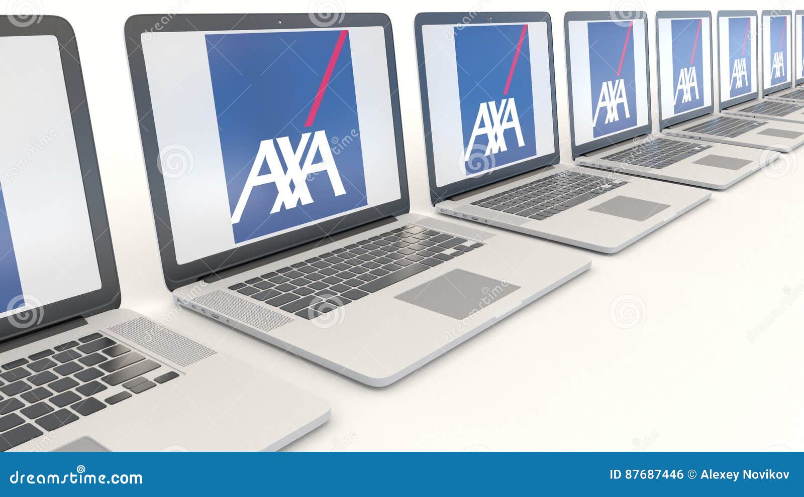Modern Laptops with AXA Logo. Computer Technology Conceptual Editorial ...