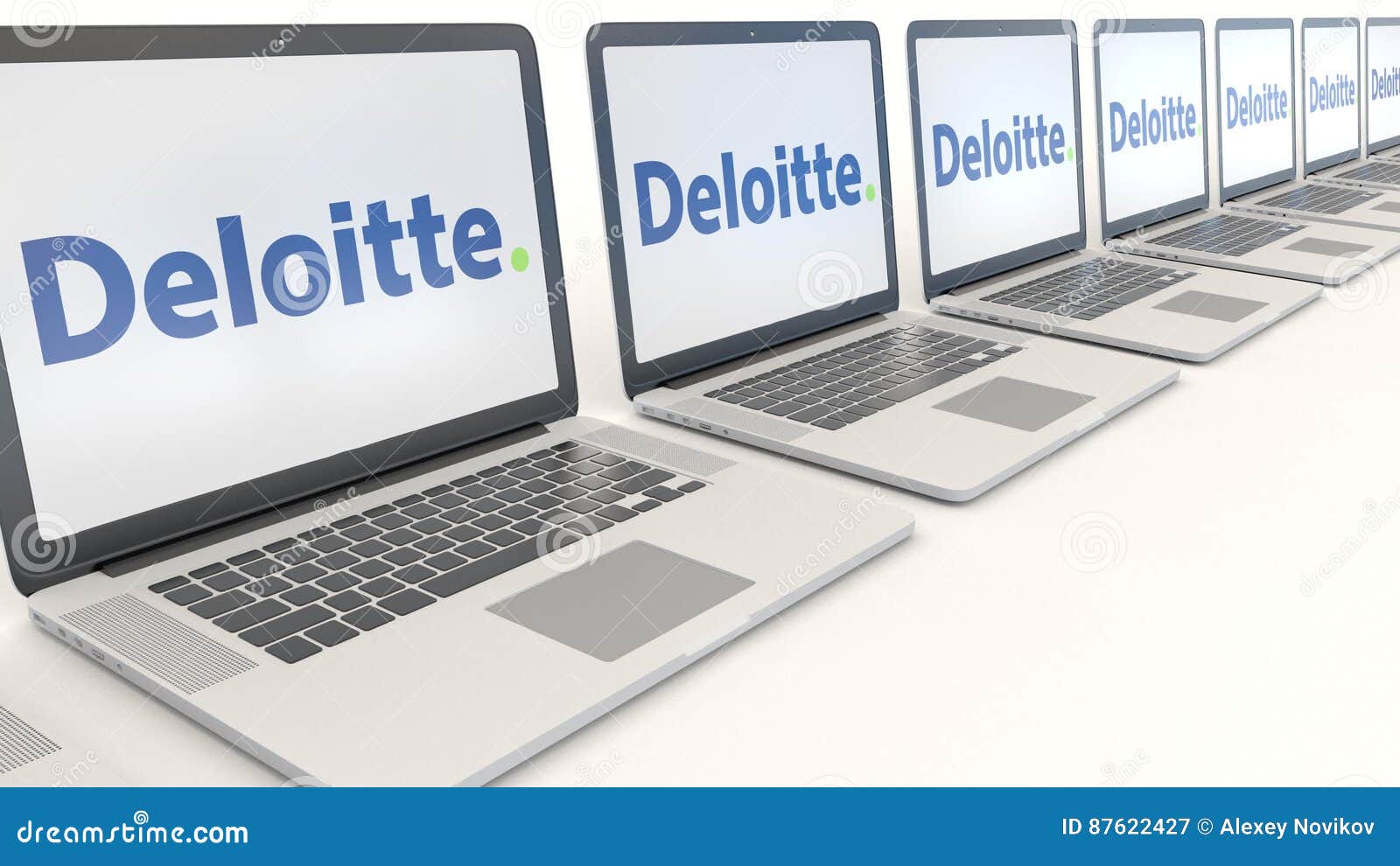 Modern Laptops with Deloitte Logo. Computer Technology Conceptual ...