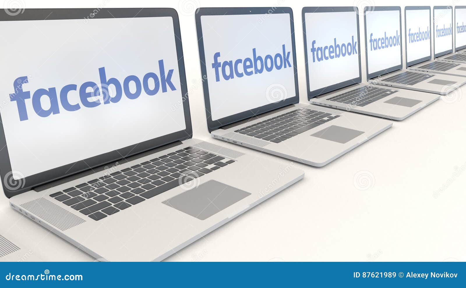 Modern Laptops with Facebook Logo. Computer Technology Conceptual ...