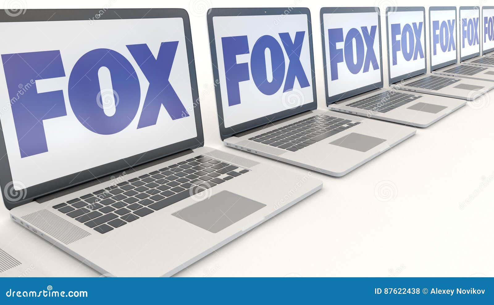 Modern Laptops with Fox Broadcasting Company Logo. Computer Technology ...