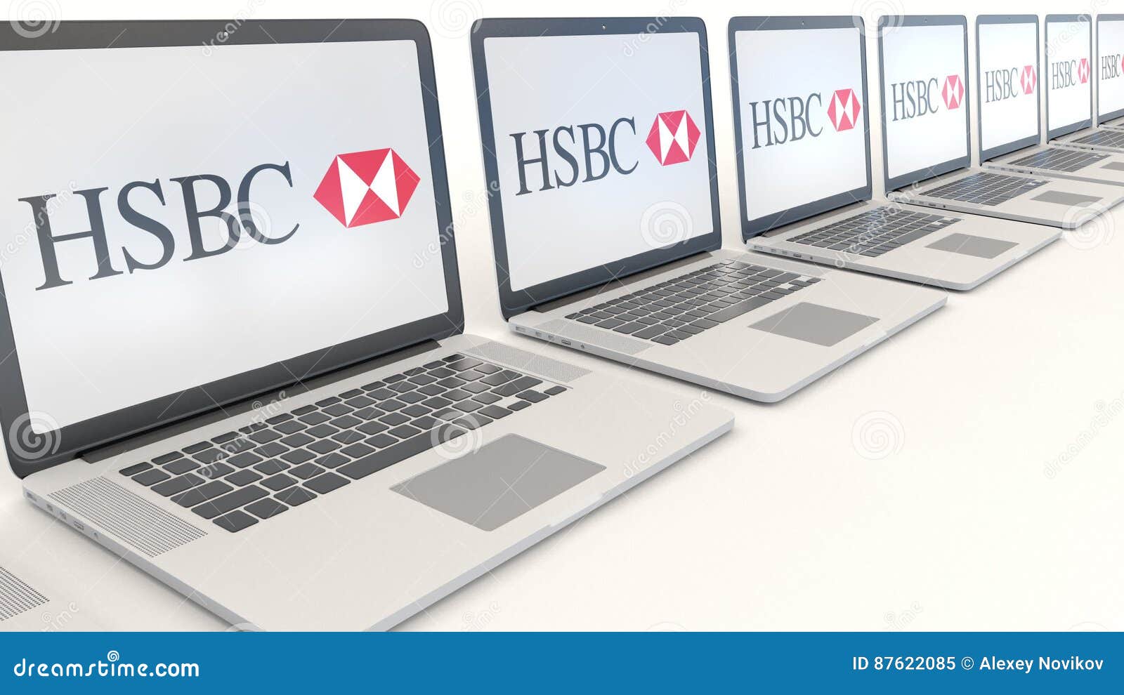 Modern Laptops with HSBC Logo. Computer Technology Conceptual Editorial ...