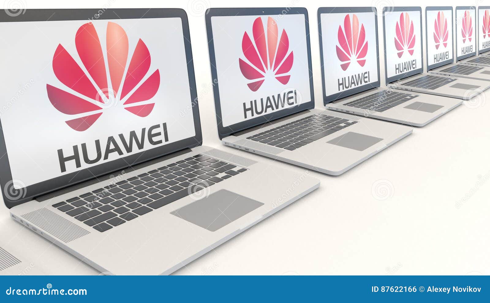 Modern Laptops with Huawei Logo. Computer Technology Conceptual ...