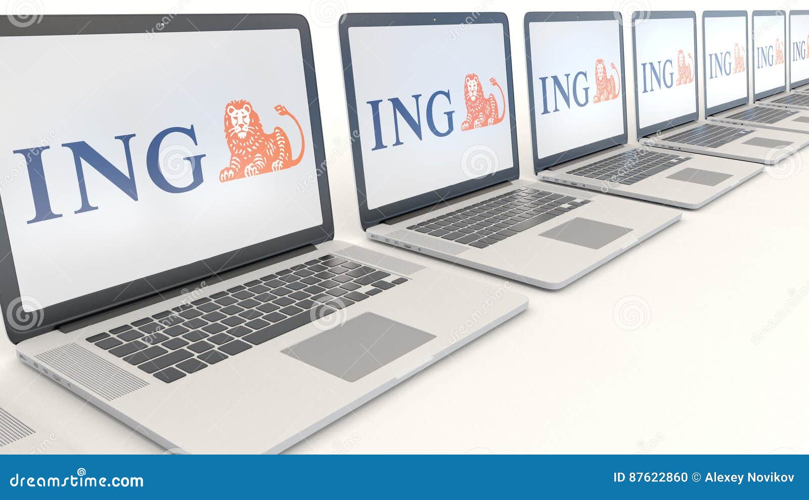 Modern Laptops with ING Group Logo. Computer Technology Conceptual ...