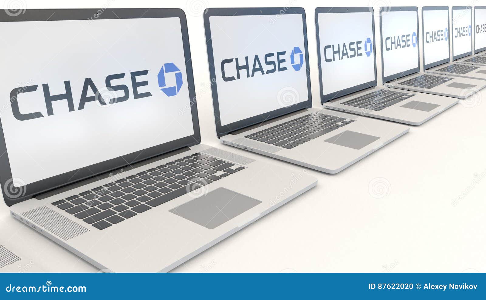 Modern Laptops with JPMorgan Chase Bank Logo. Computer Technology ...