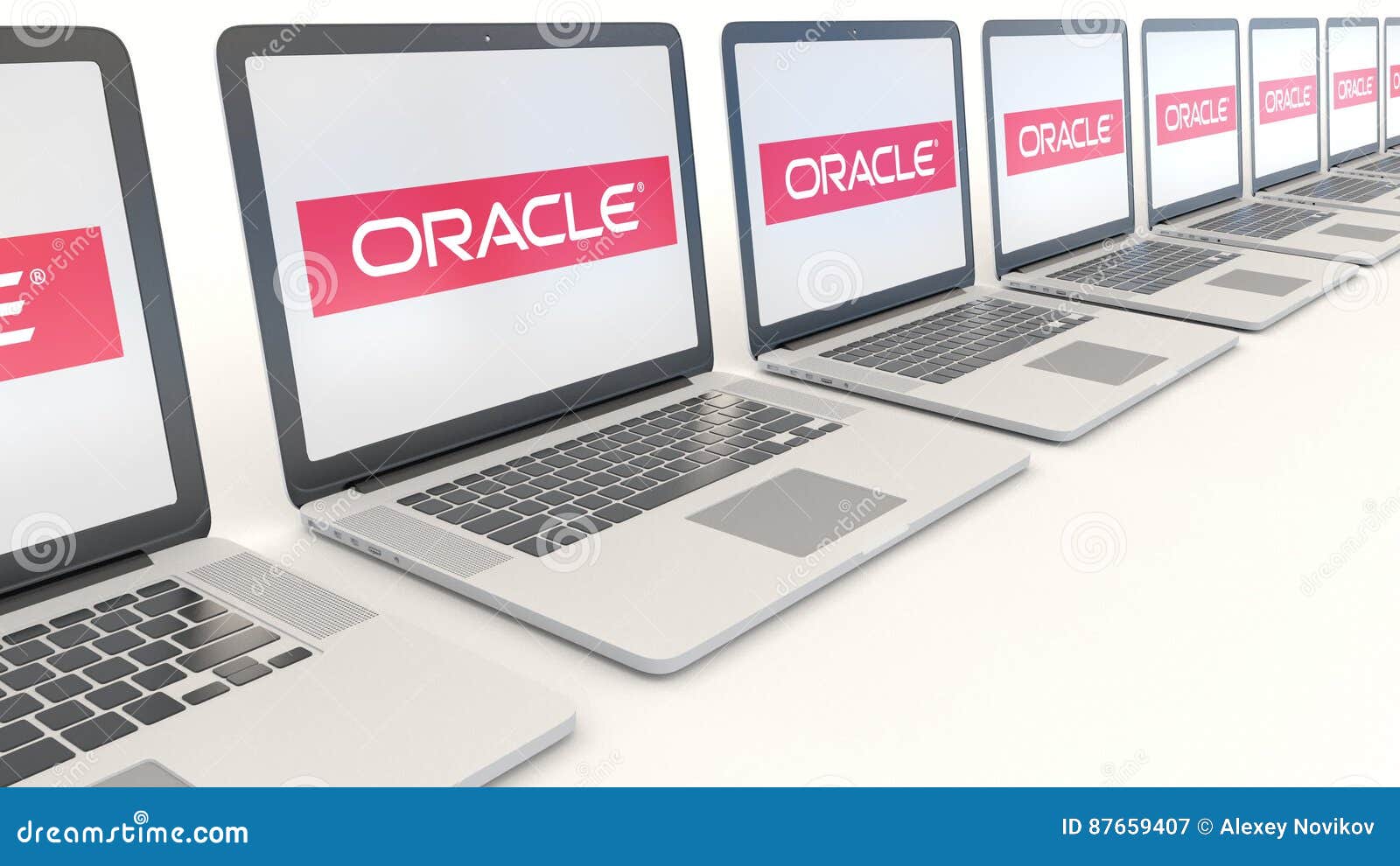 Modern Laptops with Oracle Corporation Logo. Computer Technology ...