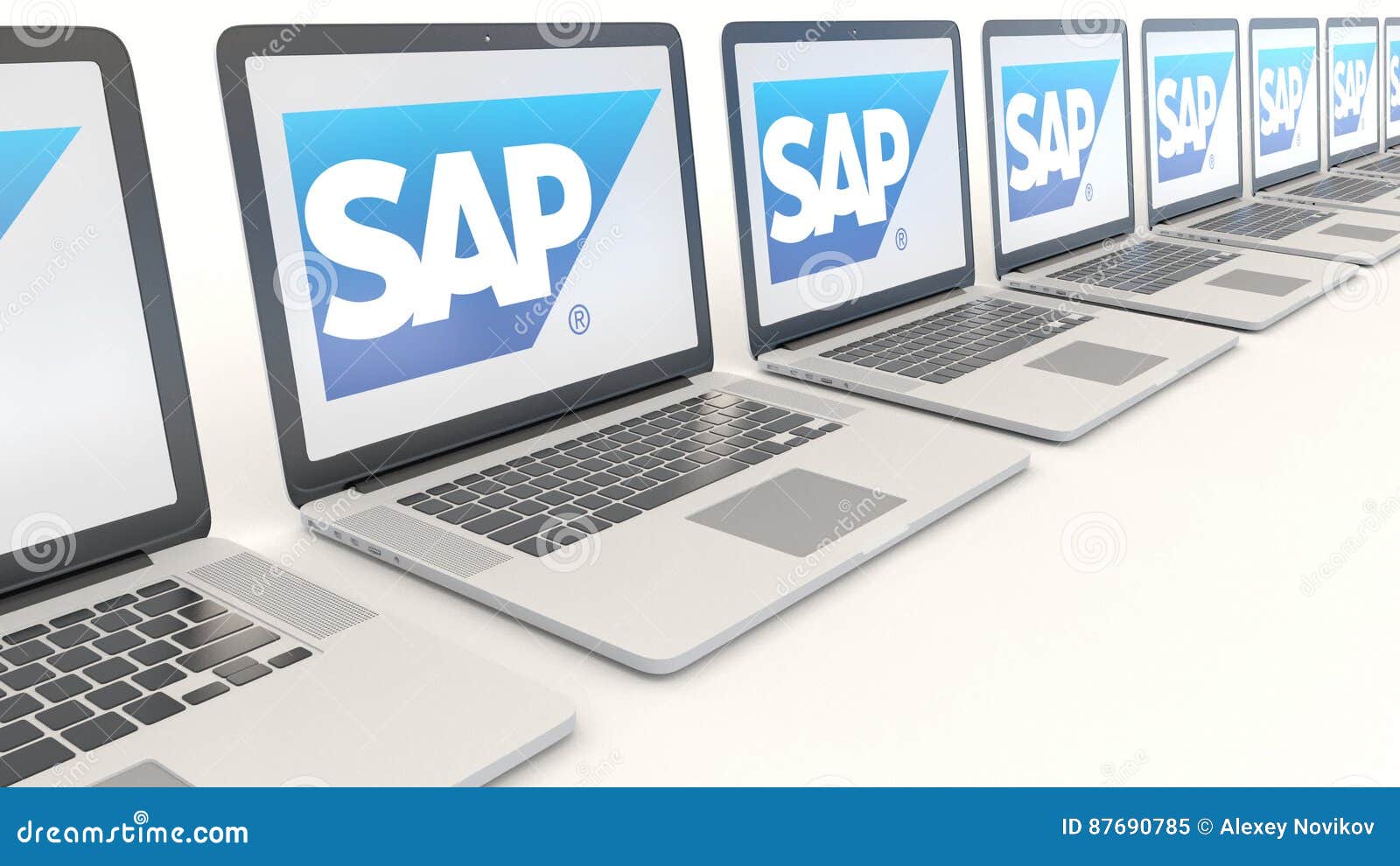 Modern Laptops with SAP SE Logo. Computer Technology Conceptual ...