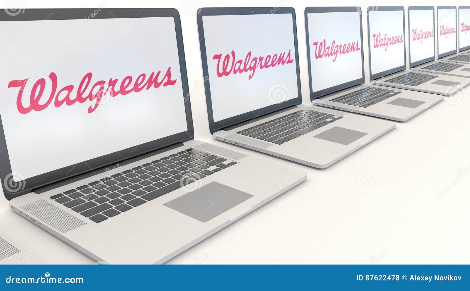 Modern Laptops with Walgreens Logo. Computer Technology Conceptual ...